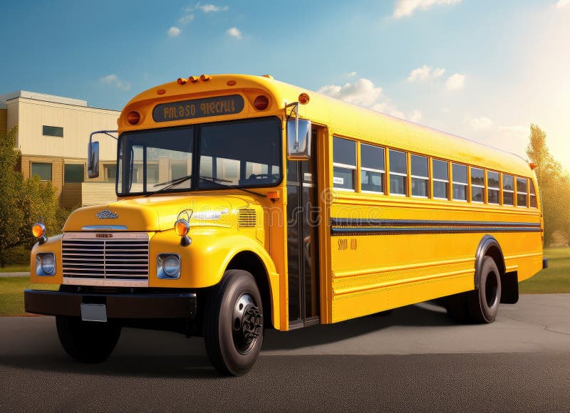 Traditional Yellow Schoolbus Created with Generative AI Technology ...