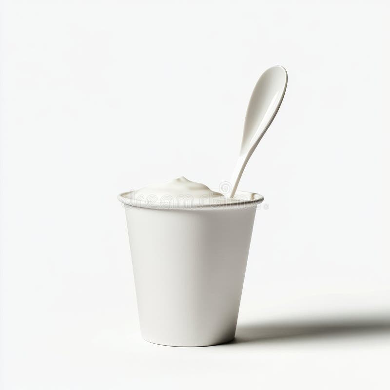 A Traditional Yogurt Cup with a Spoon, Showing a Smooth and Thick ...