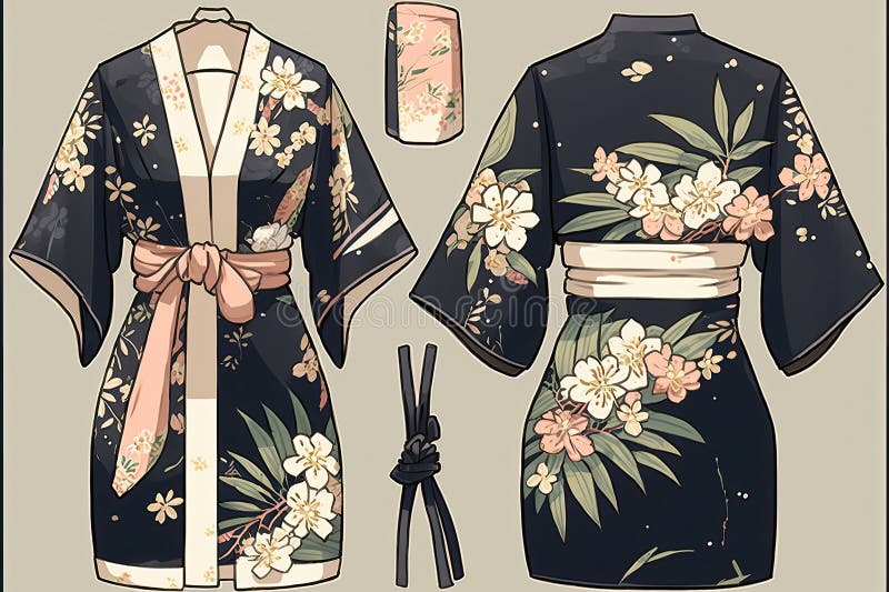 Traditional Yukata with a Floral Pattern. Generative AI Stock ...