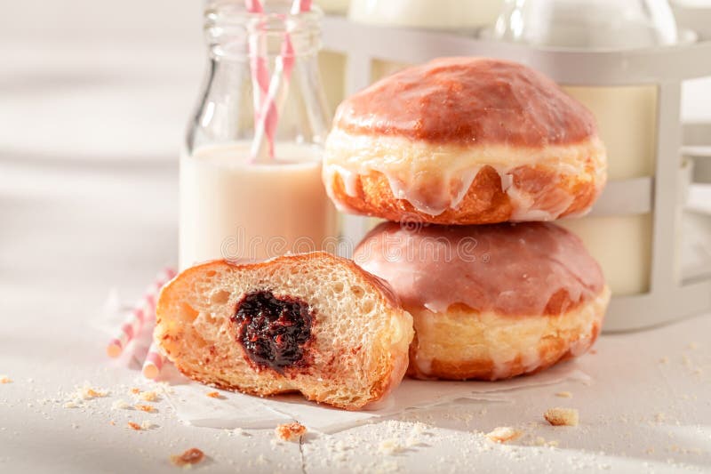 Traditionally Doughnuts Ready To Eat in Kitchen Stock Image - Image of ...