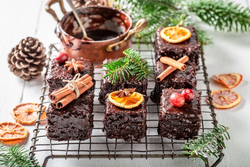 Gingerbread Chocolate Cubes with Dried Fruits for Christmas Stock Image ...