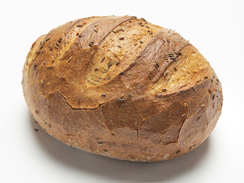 Traditionell German Bread with Caraway Isolated on White Stock Image ...
