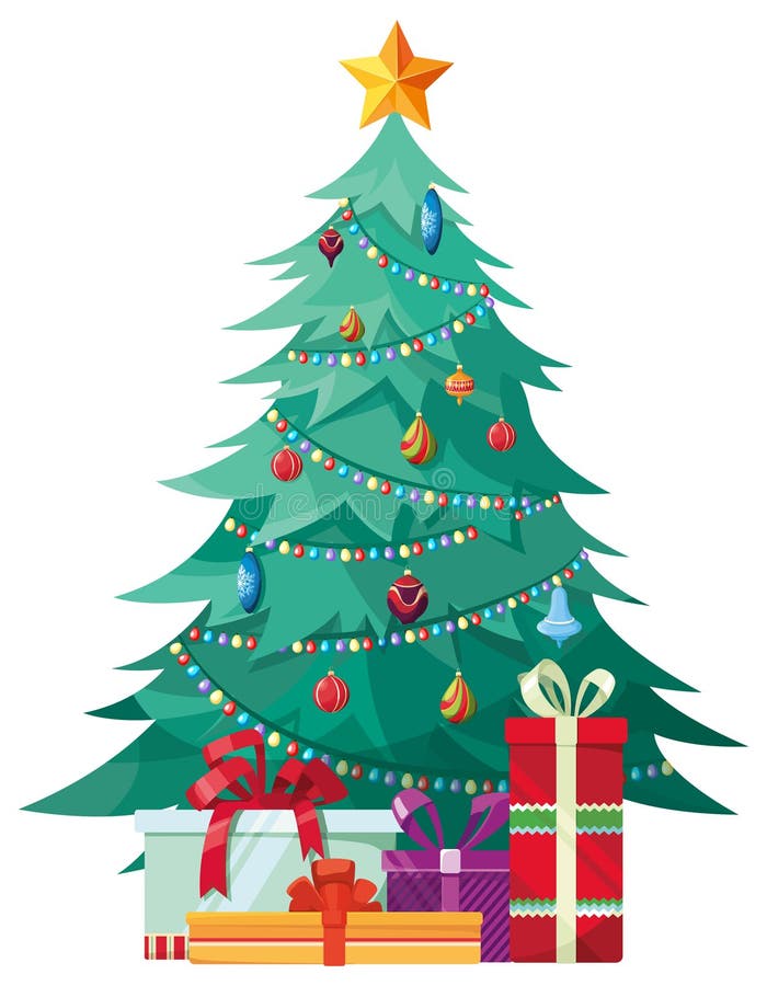 Traditionell julgran stock illustrationer. Illustration av begrepp ...