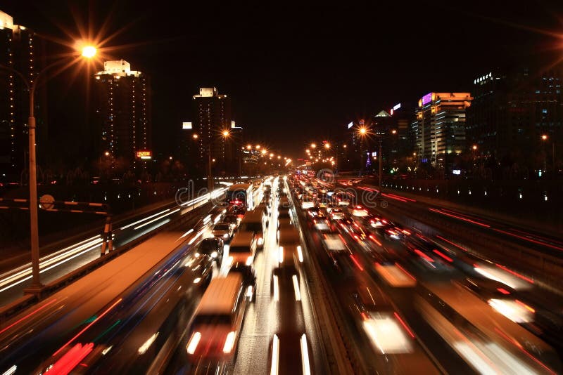 Night city traffic stock image. Image of buildings, displays - 1657031