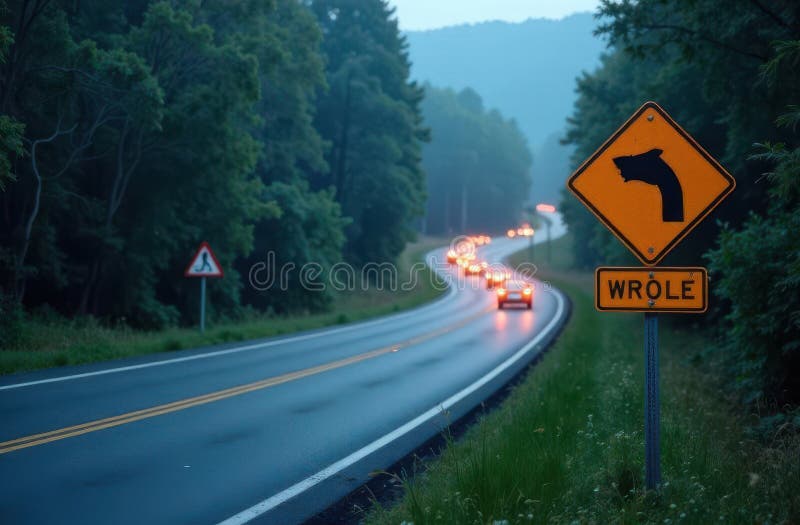 Traffic Accident Causes Backup on Winding Road Near Wooded Area in ...