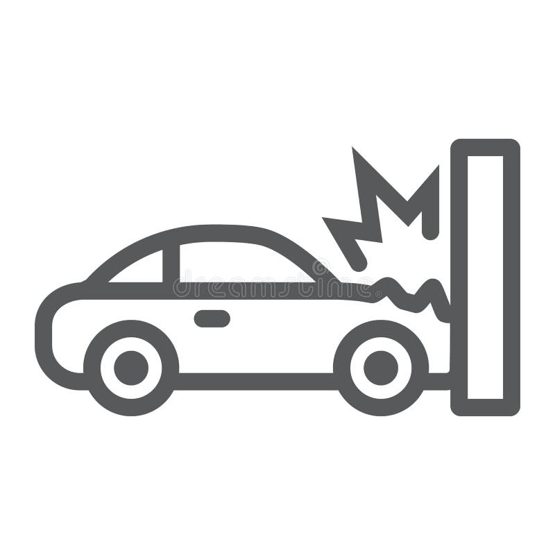 Traffic Accident Thin Line Icon, Disaster and Auto, Car Crash Sign ...