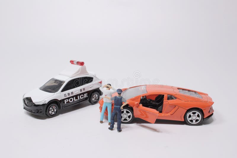 A Traffic Accident, Scale Police Car Model with Figure Stock Image ...