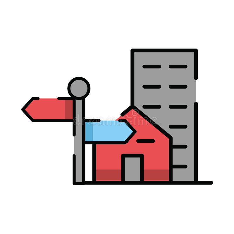 Traffic Arrow Signal with Buildings Stock Vector - Illustration of ...