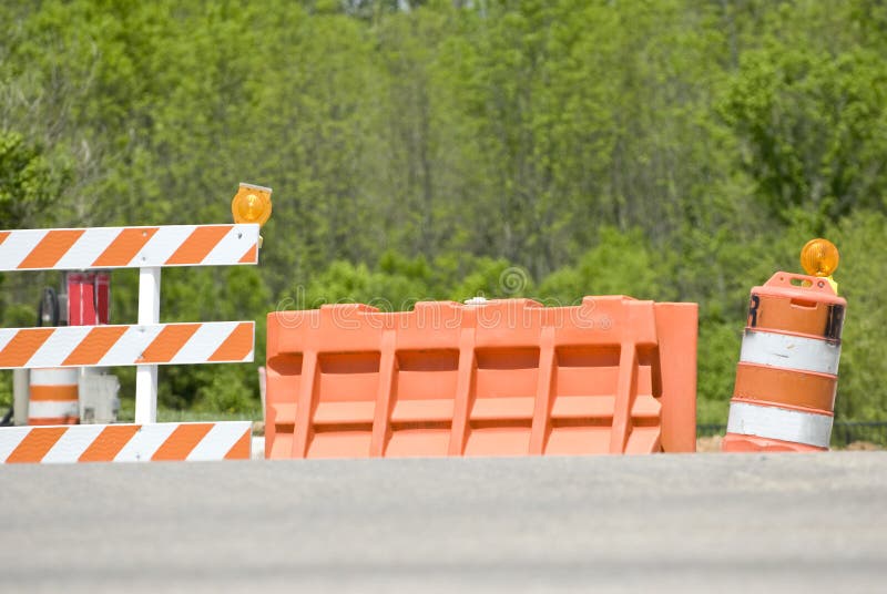 Road Closed Sign And Barriers Stock Photo - Image of street, striped ...