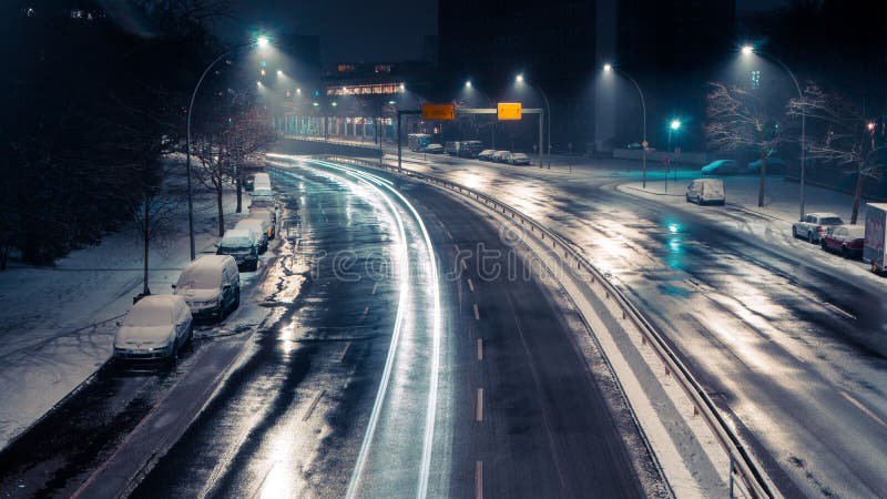 Traffic in Berlin at night stock image. Image of germany - 257832541