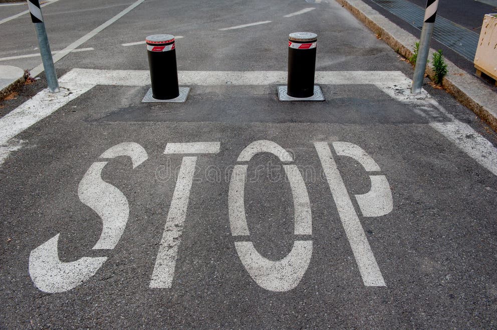 Retractable Pylon To Prevent Passing Cars Stock Photo - Image of access ...