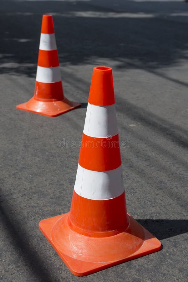 Traffic Bollards, Standing on the Pavement Stock Photo - Image of cone ...