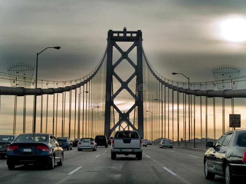 Traffic on a bridge stock image. Image of cars, cables - 2056647