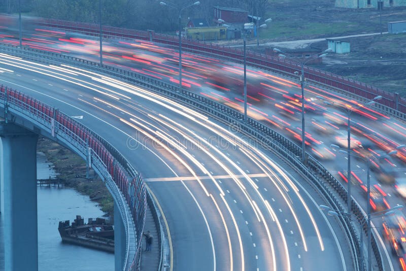 Traffic on the bridge stock photo. Image of lamppost - 32482866