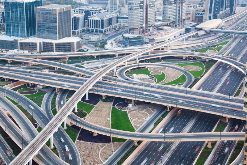 Traffic on a Busy Intersection on Sheikh Zayed Highway Stock Photo ...