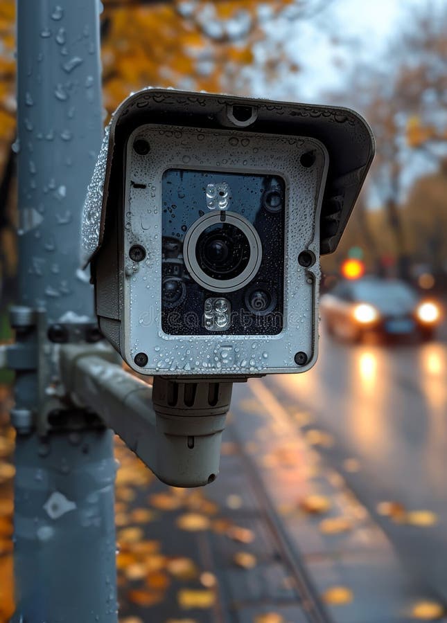 Traffic Camera is Mounted on Pole with Car Driving by in the Background ...