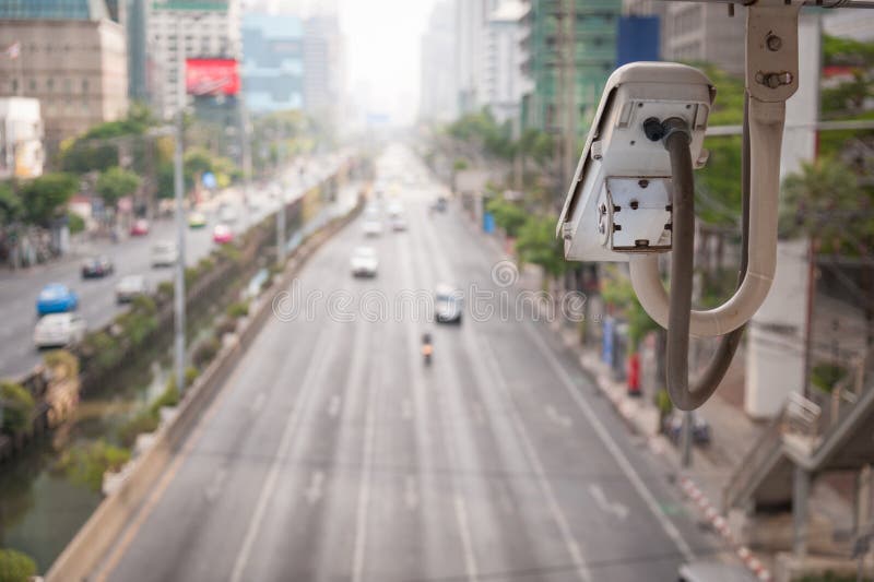 Traffic Camera Observes Vehicular Traffic on a Road Stock Image - Image ...