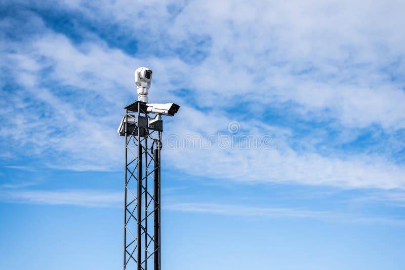 Traffic Cameras on Top of a Pylon.. Stock Photo - Image of cloud ...