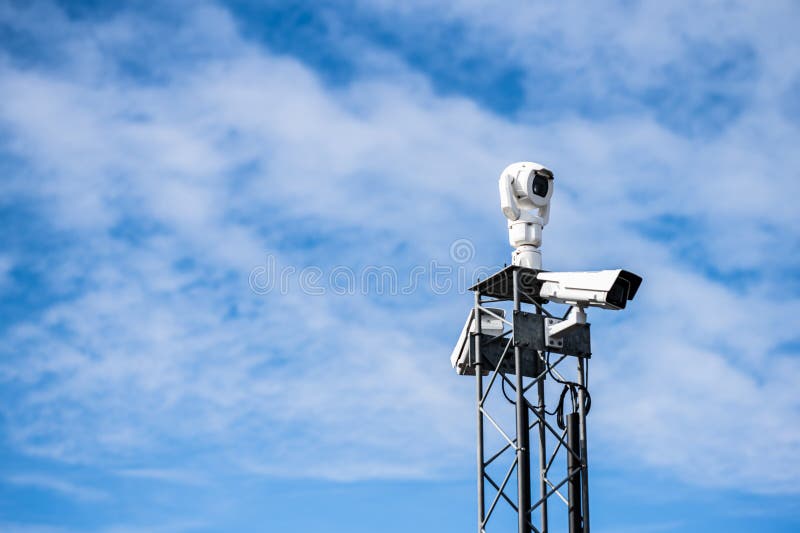 Traffic Cameras on Top of a Pylon.. Stock Image - Image of electronic ...