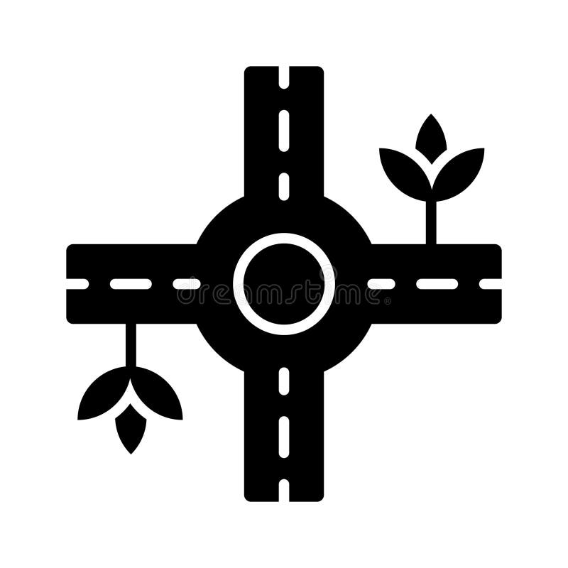 Traffic Circle with Four Roads Showing Concept Icon of Road ...