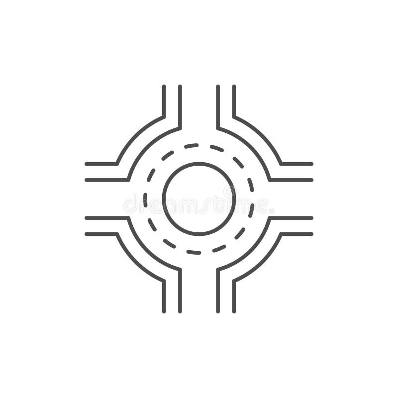 Traffic Circle Line Outline Icon Stock Vector - Illustration of drive ...