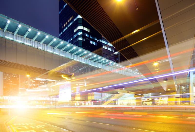 Traffic in city stock image. Image of night, kong, blur - 38454647