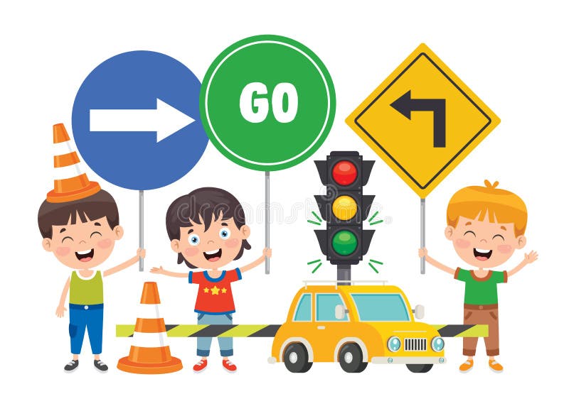 Traffic Concept with Funny Characters Stock Vector - Illustration of ...