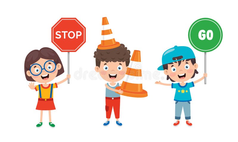 Traffic Concept with Funny Characters Stock Vector - Illustration of ...