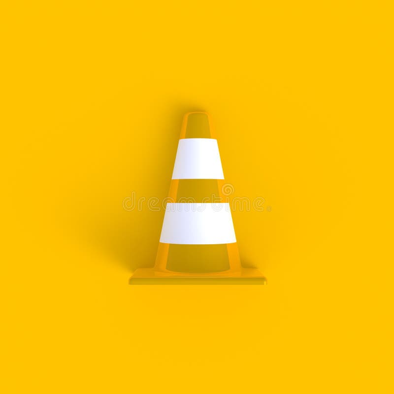 Traffic Cone Abstract Minimal Yellow Background Stock Illustration ...