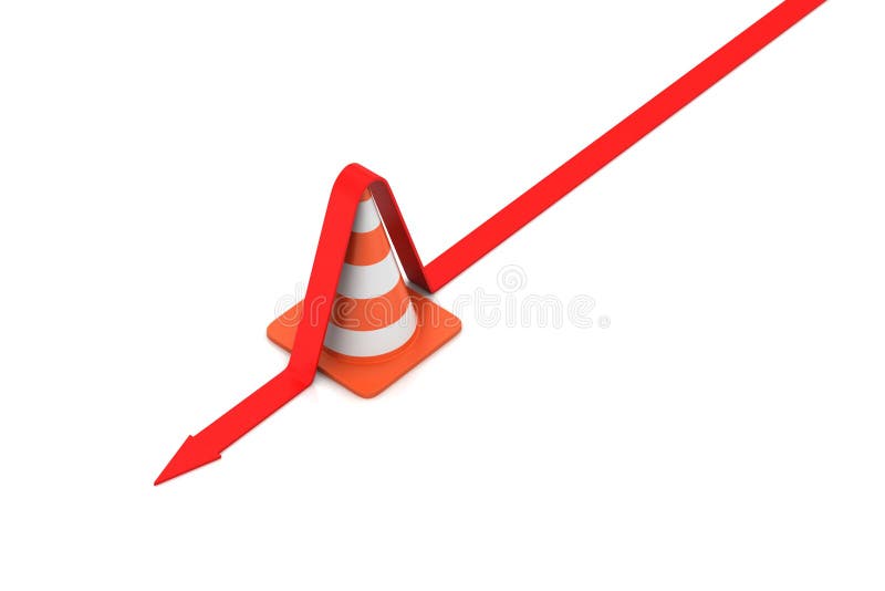 The Traffic Cone with Arrow Stock Illustration - Illustration of ...