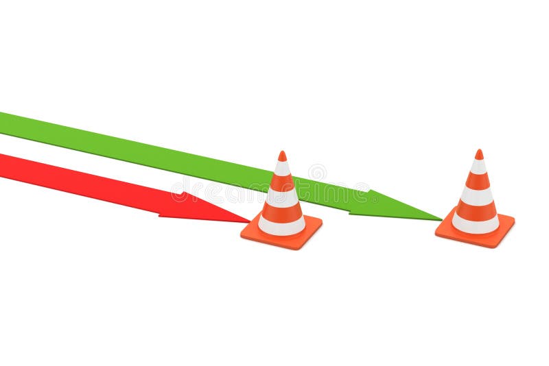 The Traffic Cone with Arrow Stock Illustration - Illustration of ...