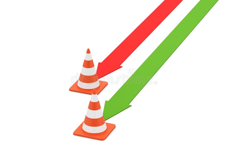 The Traffic Cone with Arrow Stock Illustration - Illustration of ...