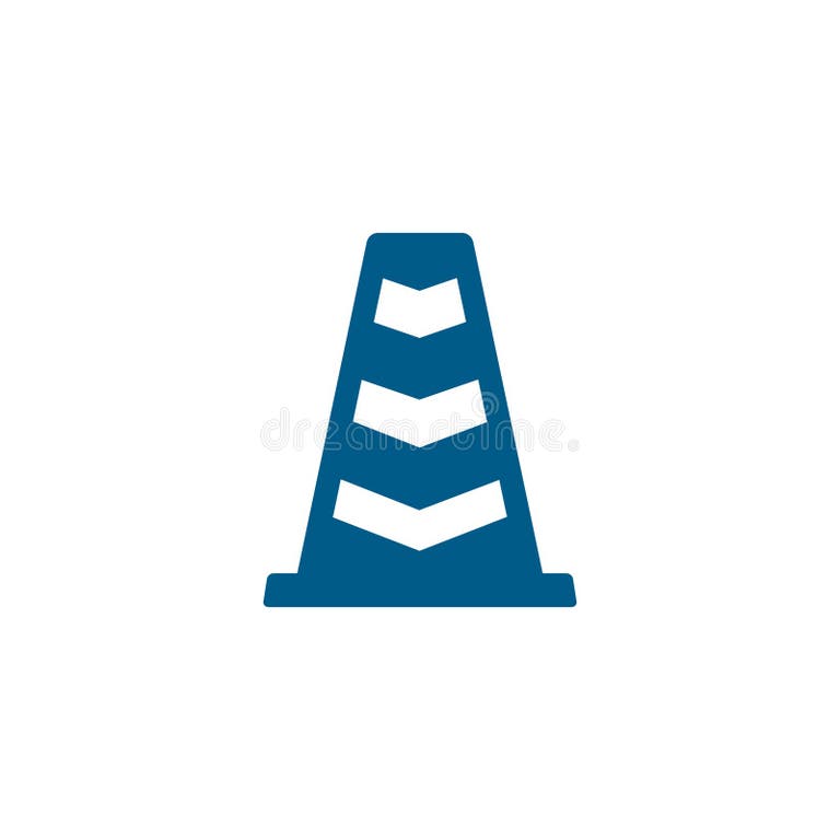 Traffic Cone Blue Icon on White Background. Blue Flat Style Vector ...