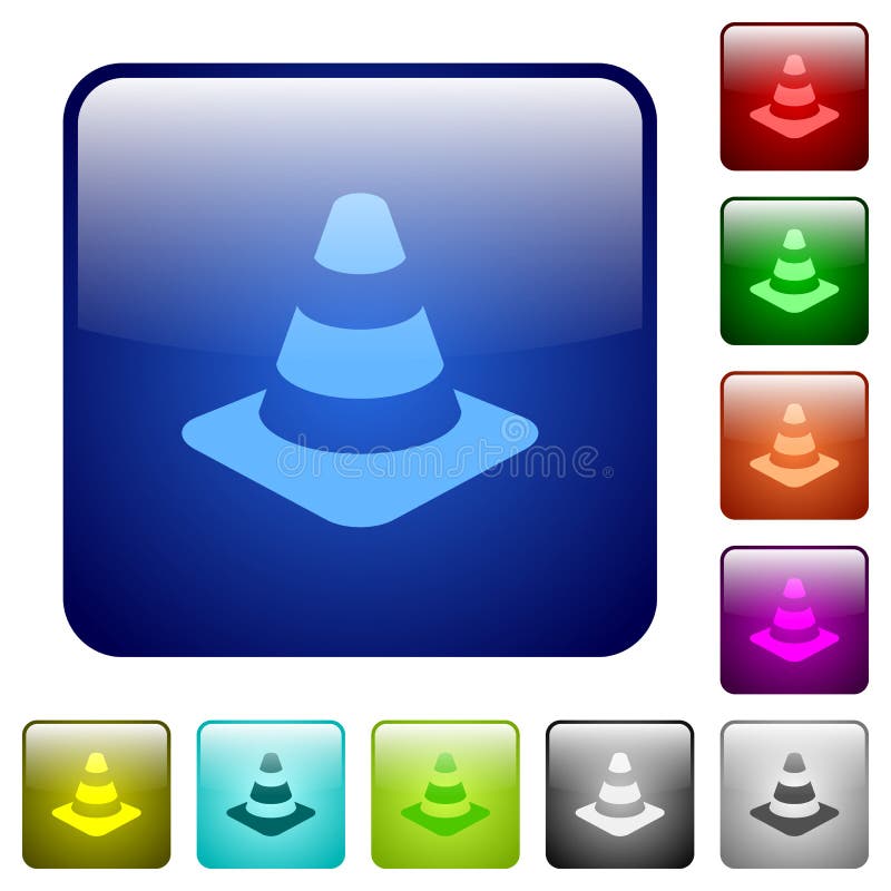 Traffic Cone Color Square Buttons Stock Vector - Illustration of stop ...