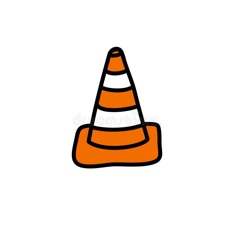 Traffic Cone Doodle Icon, Vector Illustration Stock Illustration ...