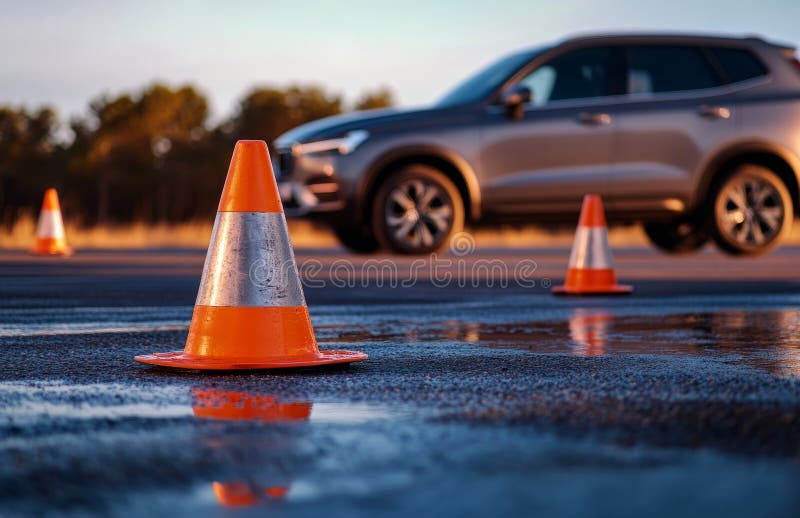 The Traffic Cone Driving Training Course. Generative AI. Stock ...