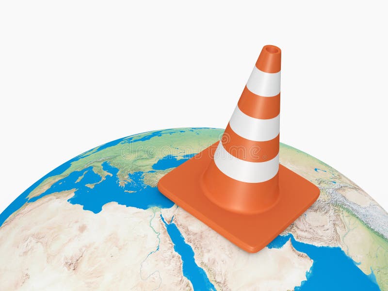 Traffic Cone And World Globe Stock Illustration - Illustration of ...