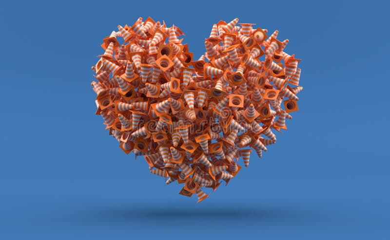 Traffic Cone in Heart Shape Stock Illustration - Illustration of ...