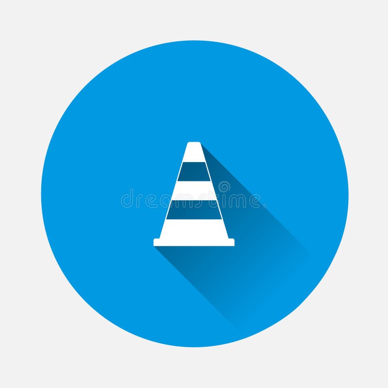 Traffic Cone Icon on Blue Background. Flat Image with Long Shadow Stock ...