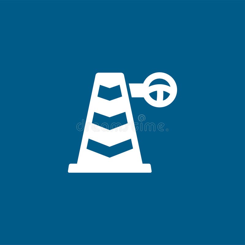 Traffic Cone Icon on Blue Background. Blue Flat Style Vector ...