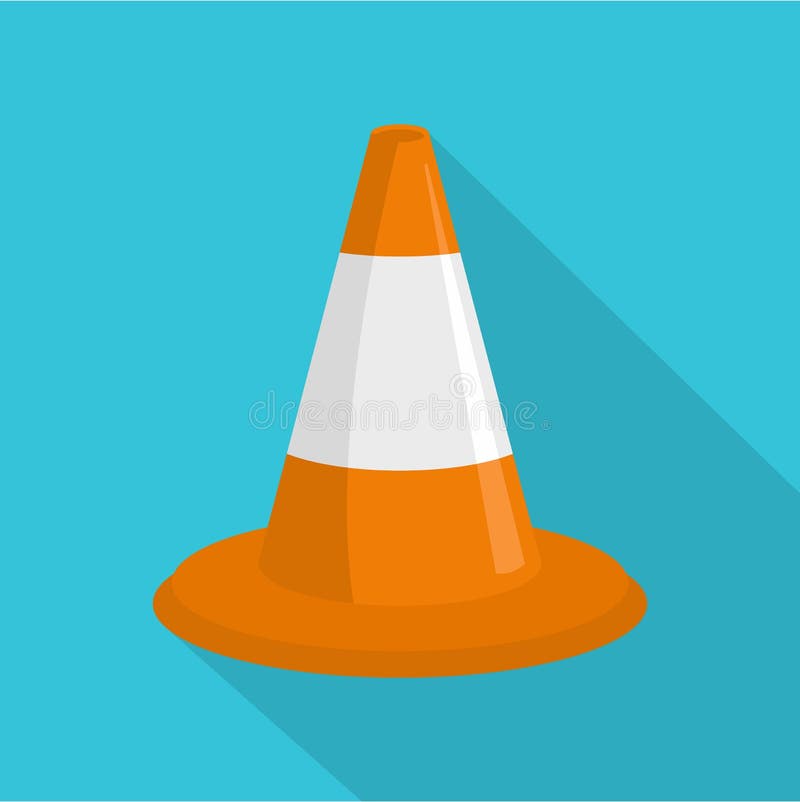 Traffic Cone Icon, Flat Style Stock Vector - Illustration of barrier ...