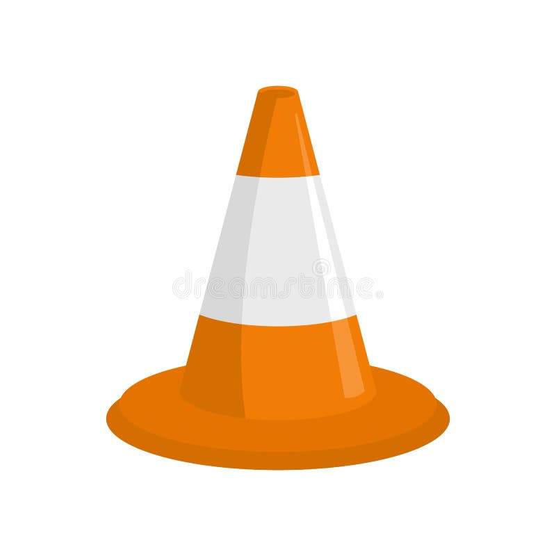 Traffic Cone Icon, Flat Style Stock Vector - Illustration of ...