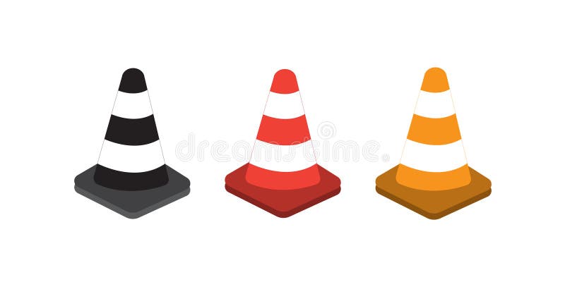 Traffic Cone Line Icon with Three Design Stock Vector - Illustration of ...