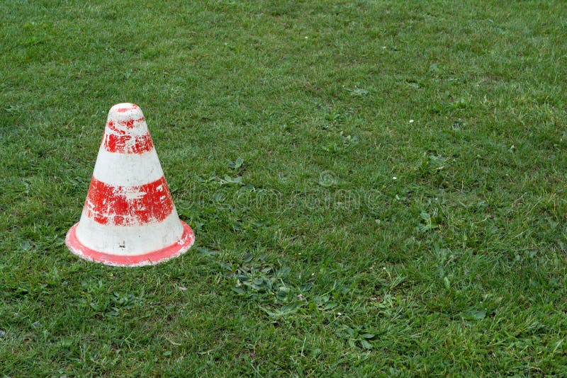 Traffic Cone Lying on the Lawn Stock Image - Image of accident, object ...