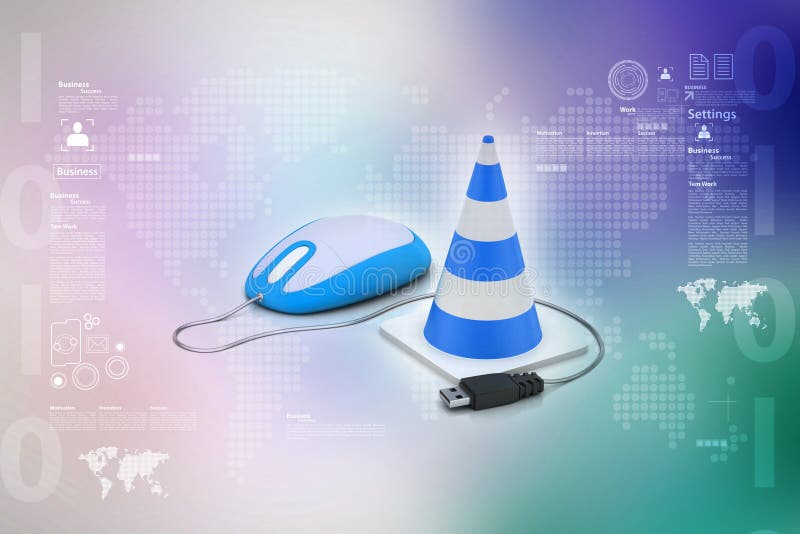 The Traffic Cone with Mouse Stock Illustration - Illustration of pose ...
