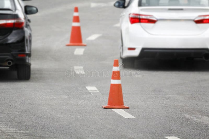 Traffic Cones in Race Car Track Stock Image - Image of orange, asphalt ...