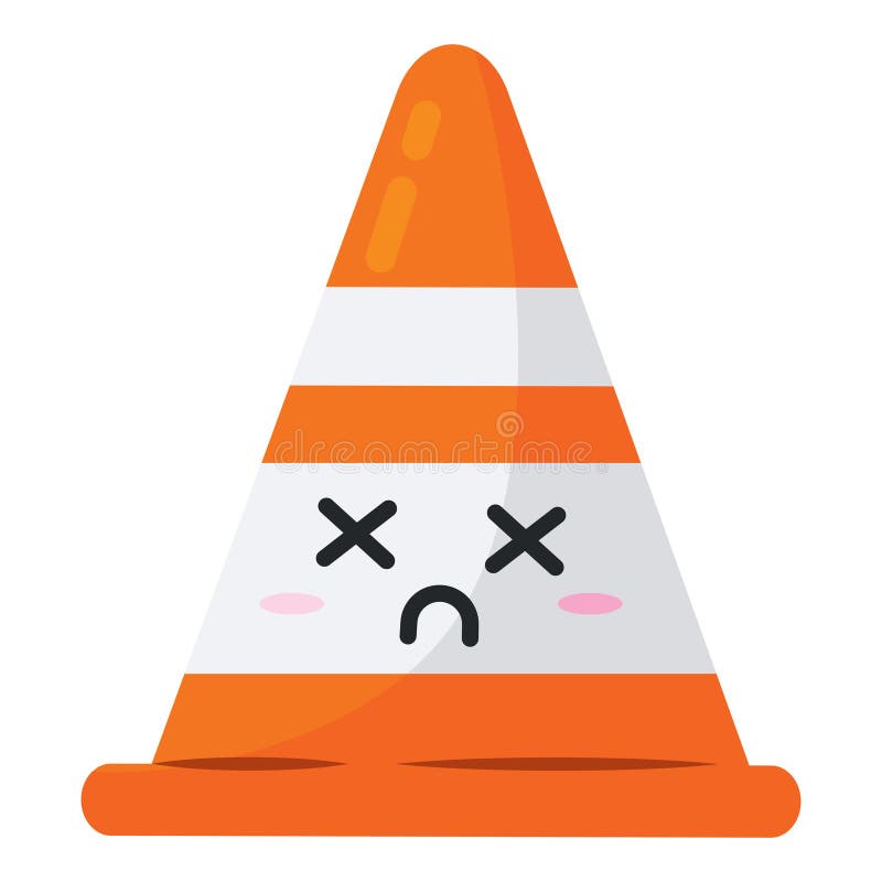 Traffic Cone with Sad Face. Vector Stock Vector - Illustration of ...