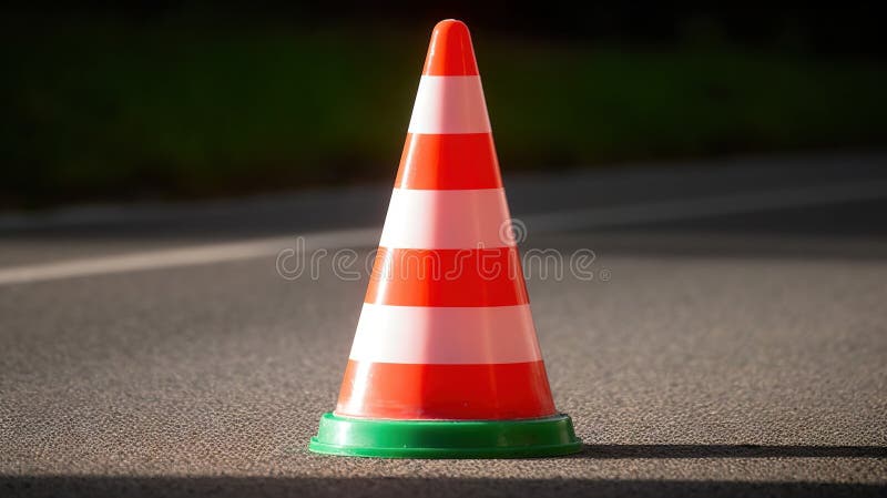 A Traffic Cone Sitting on the Side of a Road Next To a Road Stock ...