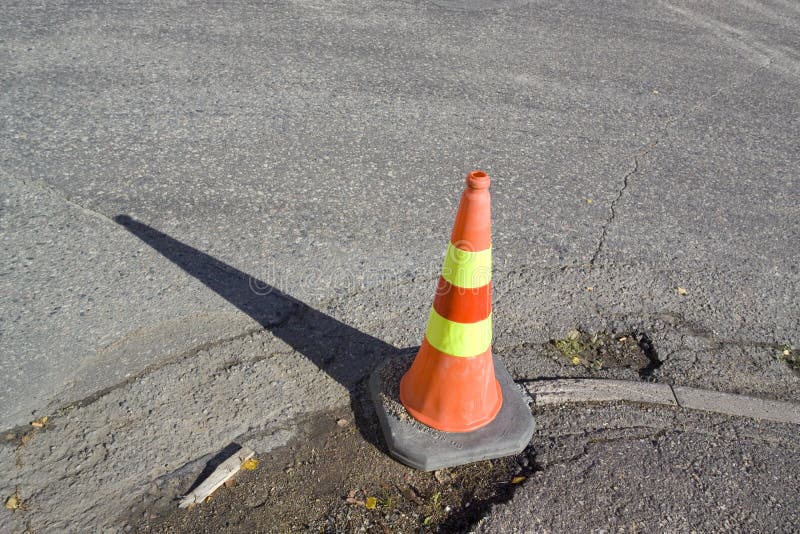 Traffic Cone on Street Corner Stock Photo - Image of daylight, lane ...