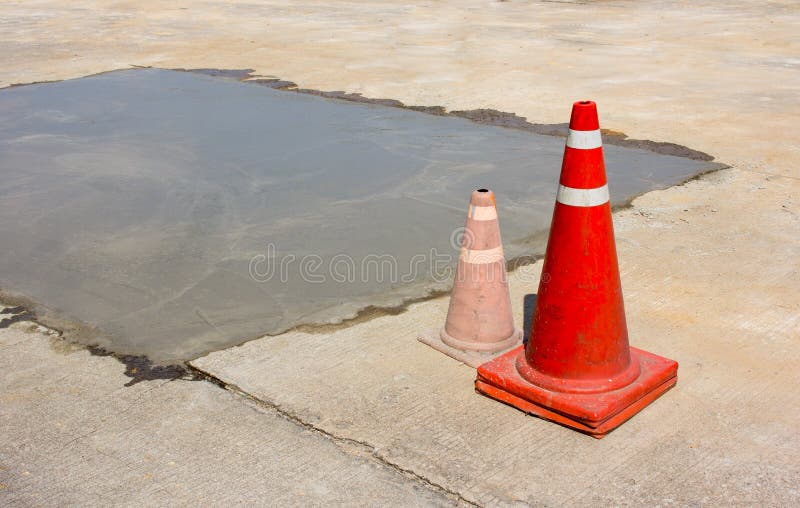 Traffic Cone on Under Construction Place Stock Image - Image of works ...